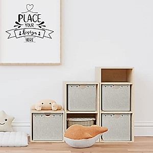 Posprica 13x13in Collapsible Storage Bins, 4 Pack Fabric Foldable Cube Storage Bins with Wooden Carry Handles, Decorative Storage Baskets for Bathroom Organizer, Shelves, Closet, Nursery, Toy -Beige