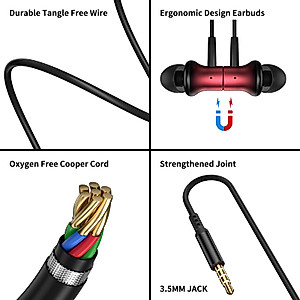 3.5mm Jack Earbuds Magnetic Wired Earphone for Chromebook PC Laptop Computer Samsung Galaxy A25 A15 5G in-Ear Headphone Noise Canceling Corded Headset for Kindle Fire HD 10 8 Plus 7 Kids