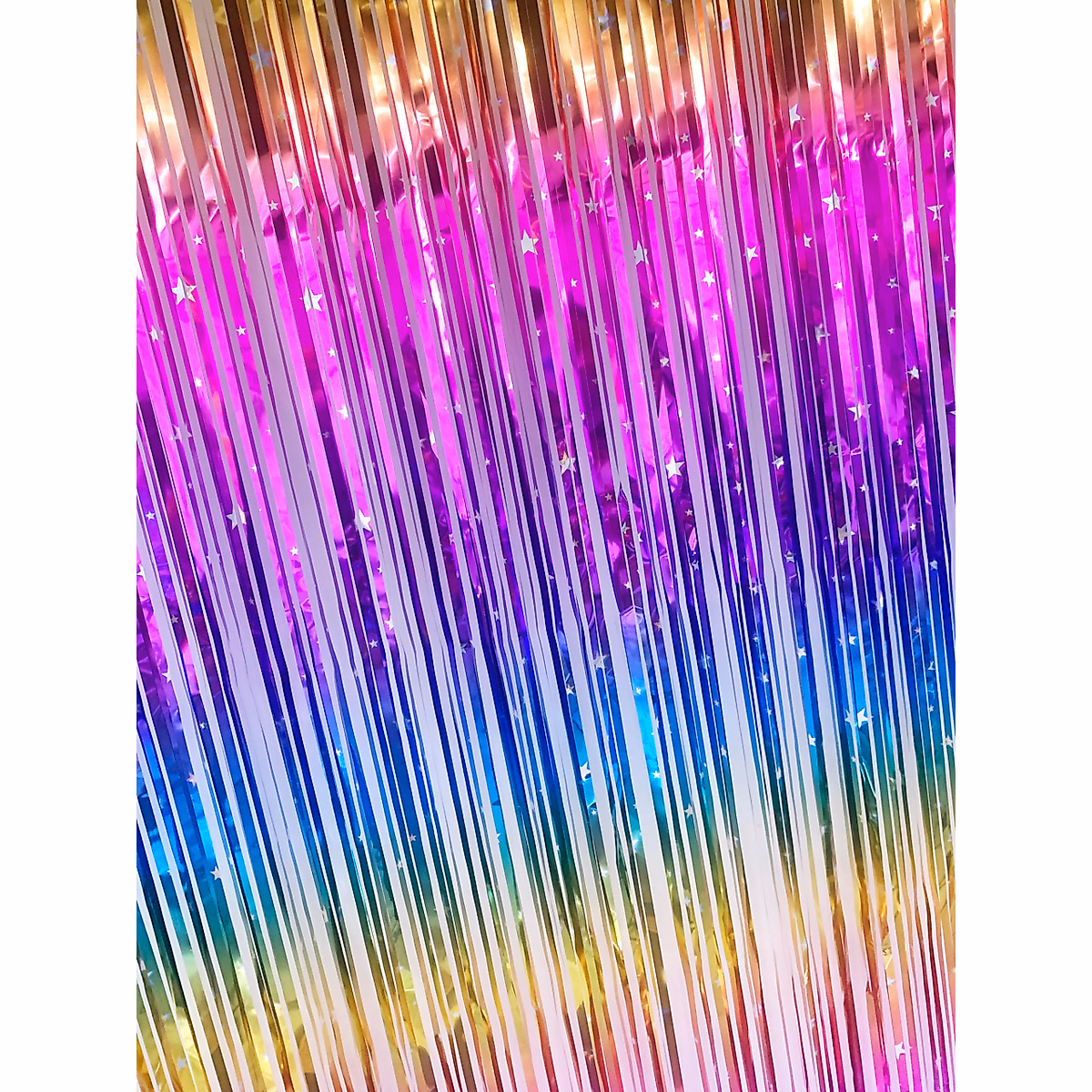Masxkle 2 Pack (3.3x6.6Ft) Sparkling Neon Rainbow Party Decorations Rainbow Foil Fringe Curtain Backdrop for Birthday Wedding Engagement Bridal Shower Cartoon Party Decorations