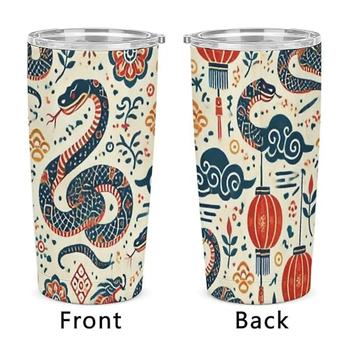20oz Hand Drawn Vintage Snake Pattern Tumbler Stainless Steel, Vacuum Insulated Tumbler with Lid And Straw Unique Coffee Mug Travel Mug Gifts for Women Men