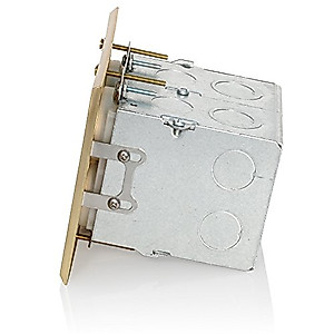 Leviton 35349-TFB 2-Gang Duplex Receptacle Floor Box Assembly, Tamper-Resistant, Brass Finish, 20-Amp, 125V