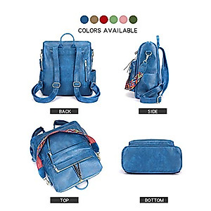 ZOCILOR Women's Fashion Backpack Purse Multipurpose Design Convertible Satchel Handbags and Shoulder Bag PU Leather Travel bag (Dark Blue)