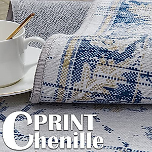 JINCHAN Area Rug 3x5 Persian Washable Rug Indoor Entryway Rug Navy Blue Floral Print Rug Boho Farmhouse Foldable Thin Rug Kitchen Floor Cover Non Slip Soft Bath Mat for Bedroom Living Room Dining Room