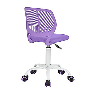 Geniqua Children Task Chair Lumbar Mid Back Adjustable Height Study Computer Chair with Mesh Seat Casters for Home Office, School, Purple