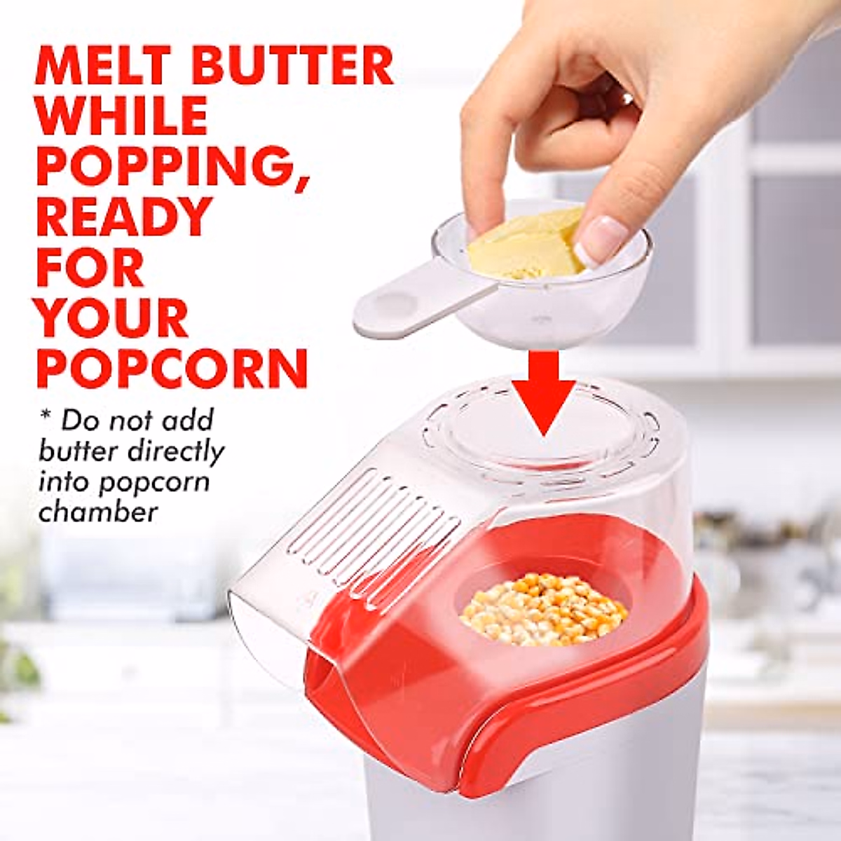 Mueller Ultra Pop, Hot Air Popcorn Popper, Electric Pop Corn Maker, Healthy and Quick Snack, No Oil Needed with Measuring/Butter Cup