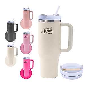 Samtrade Drinking Cup, Stainless Steel Insulated Tumbler with Handle (40oz) - 100% Leak-Proof Friendly Travel Mug, Light Gray, YX-T40