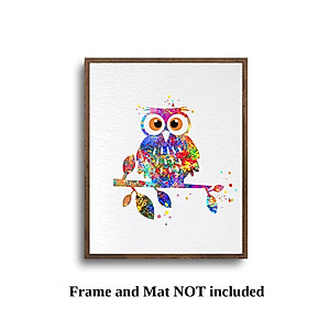 Dignovel Studios 8X10 Unframed Owl Watercolor illustrations Art Print Poster Wildlife Animal Bird N105