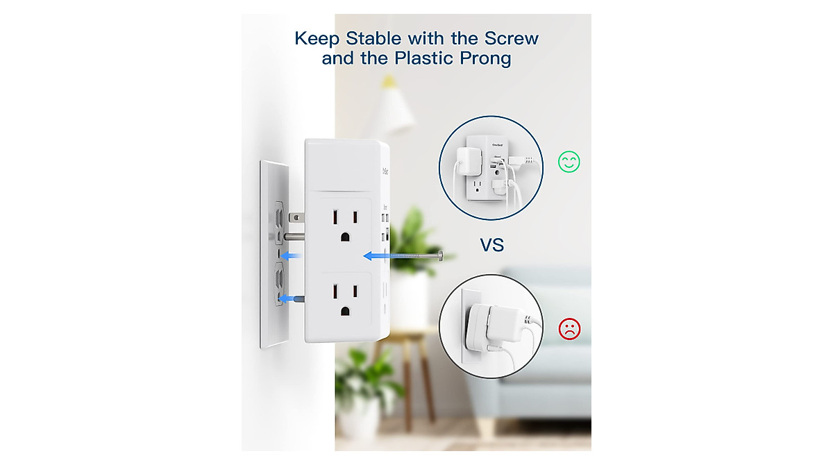 10Ft Surge Protector Power Strip with 1800J Safety Protection