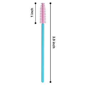 Cuttte 100pcs Disposable Mascara Brushes Wands with Container, Eyelash Brush Spoolie Brushes for Eyelash Extensions and Mascara Use Pink