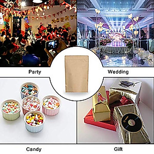 SumDirect Kraft Stand Up Pouches - 50 Pack 5x7 Inch Ziplock Food Storage Reusable Bags with Foil Lined for Home or Business (Brown)