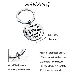 WSNANG Scientist Gift Stand Back I'M Going To Try Science Keychain Science Lover Laboratory Gifts Biology Chemistry Teacher, Student Gift Science Graduation Gift (Scientist Keychain)