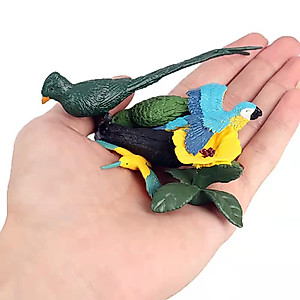 DOYIFun 10 Pcs Simulated Bird Animals Parrot Model Figure Toys, Realistic Flamingo Birds Figurine Collection Playset Cake Toppers Gift for Kids Educational Toys