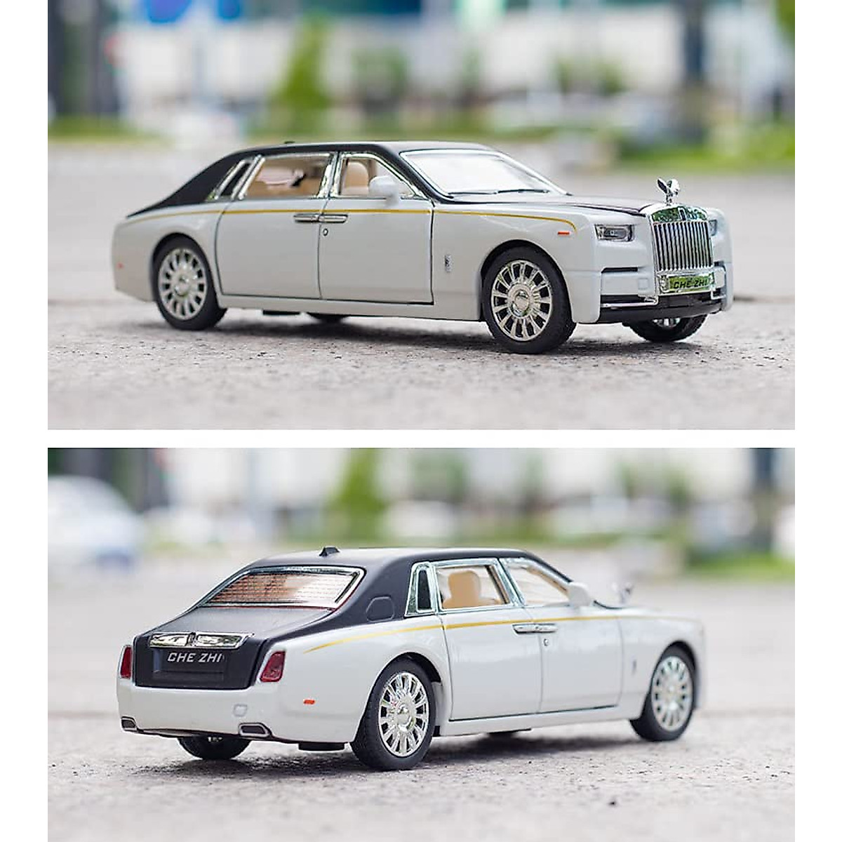 Metal Toy Cars of Rolls-Royce Phantom, 1:32 Scale Rolls-Royce Model Diecast Cars with Sound/Light/Pull Back, Rolls Royce Car Toy Gift for Christmas Newyear Birthday (1:32 Rolls Royce Phantom -White)