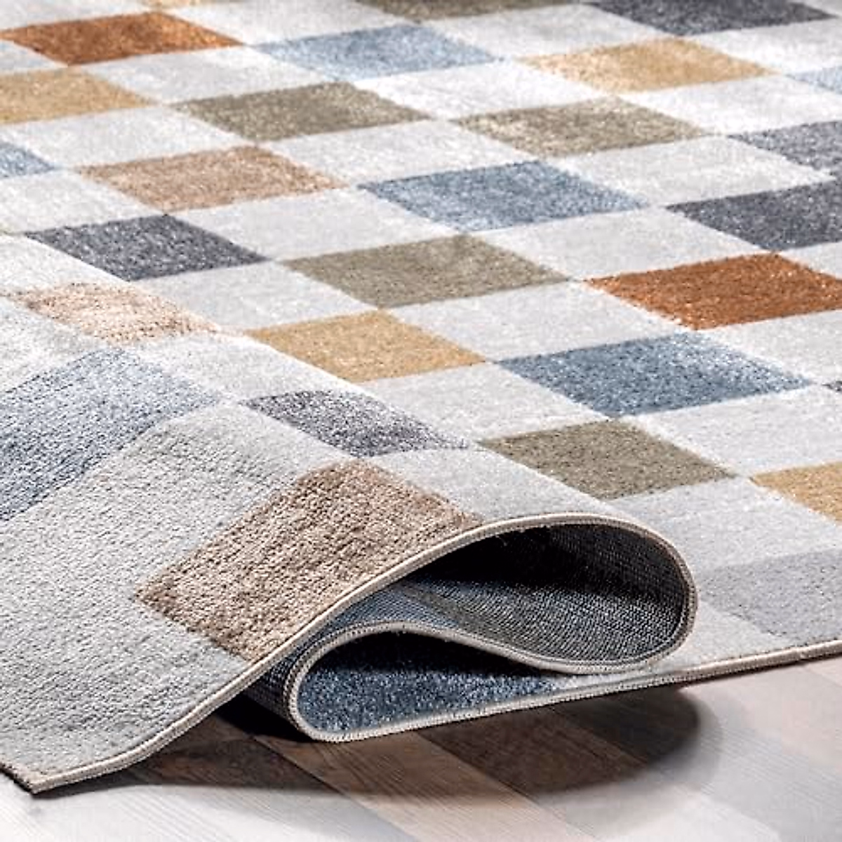 nuLOOM Naya Checkered Machine Washable Area Rug, 4x6, Beige