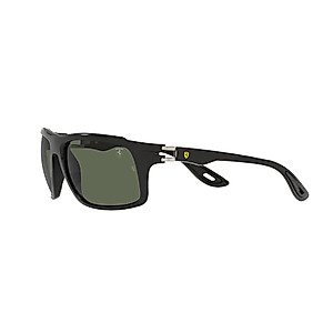 Ray-Ban RB4364M Scuderia Ferrari Collection Aviator Sunglasses, Black/Dark Green, 61 mm