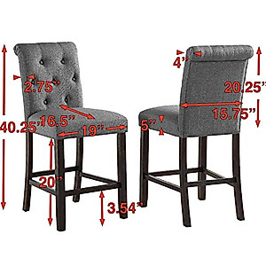 Roundhill Furniture Aneta Antique Black Finished Wood 5-Piece Counter Height Dining Set, Gray