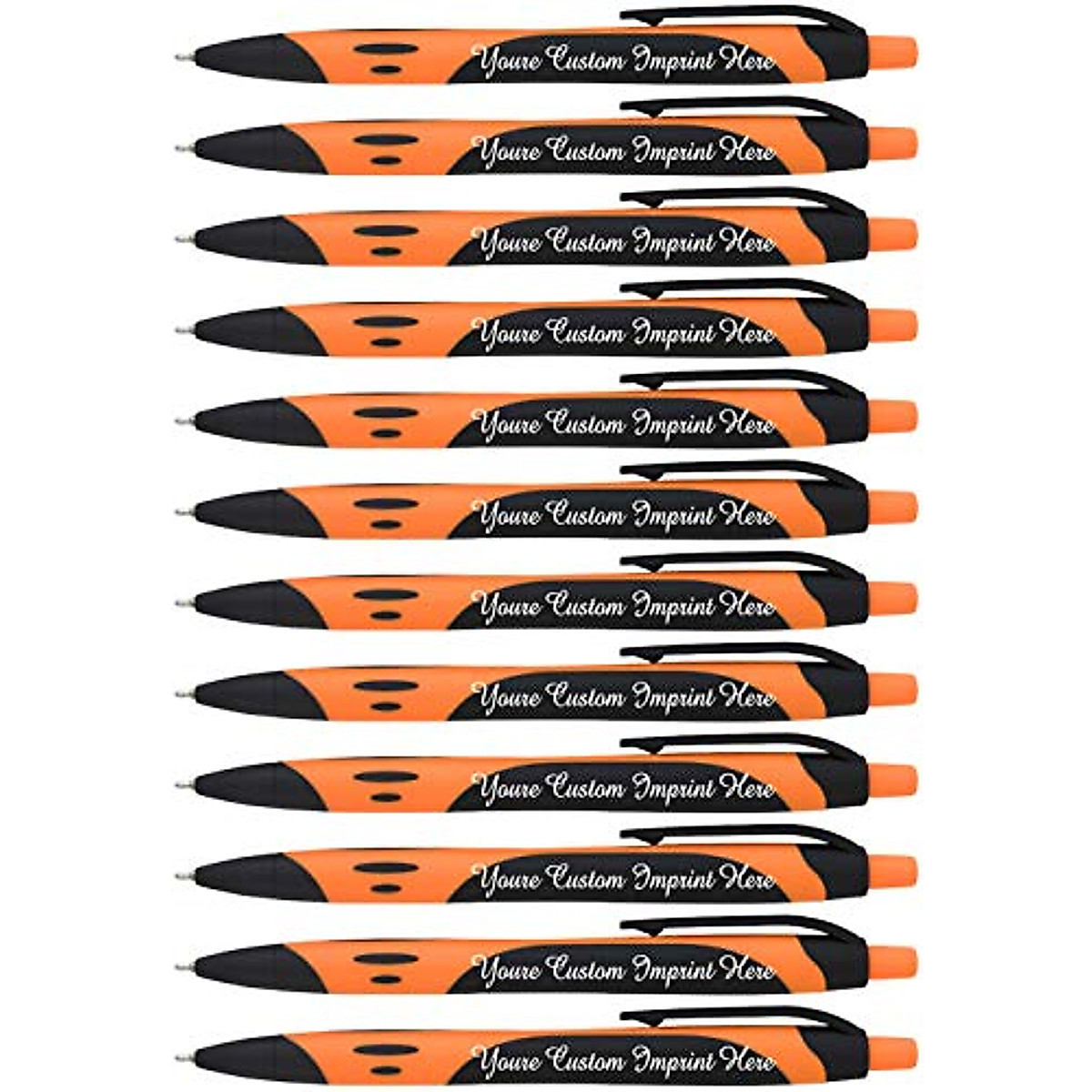Your Name Custom Printed on our Bentley Rubberized Two-Tone Soft Touch Ballpoint Pen is a stylish, premium pen, black ink, medium point. Box of 12 - PERSONALIZED FREE (Orange)