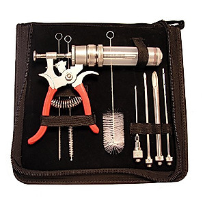 SpitJack Magnum Meat Injector Gun. Food Flavor Injection Syringe for Smoked BBQ Marinades and Meat Seasoning. 4 needles for Pork Butt, Beef Brisket, Turkey Breast. 50ml Capacity. Made in the USA.