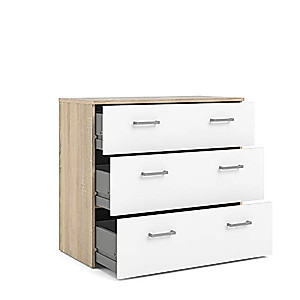 Tvilum Space 3 Drawer Chest, Oak Structure, White