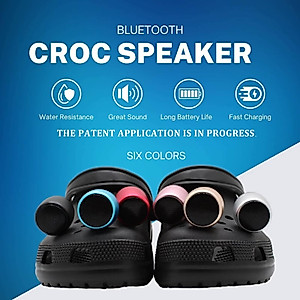 UUEENN Croc Speaker, Mini Speaker for Crocs, Halloween Mini Speaker, Bluetooth Croc Charm, Black