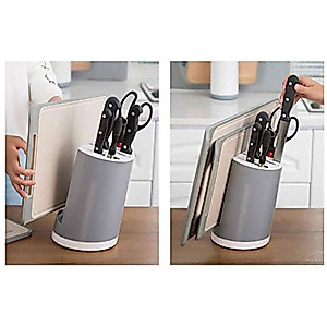 CUJUX Kitchen Utensil Holder Set with Knife Block without Knives, Large Kitchen Tools Flatware Holder Organized Utensil Drying Cylinder, White