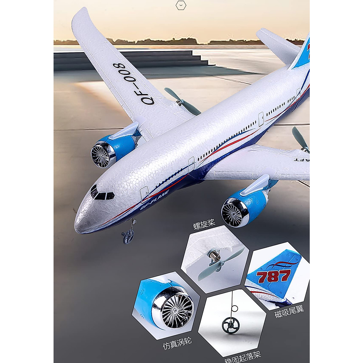 OTXKOO Remote Control Airplane, 2.4Ghz DIY 3 Channels RC Plane, Remote Control Airplane Ready to Fly, RC 787 Dreamliner for Advanced Wingspan 550mm （2 Batteries