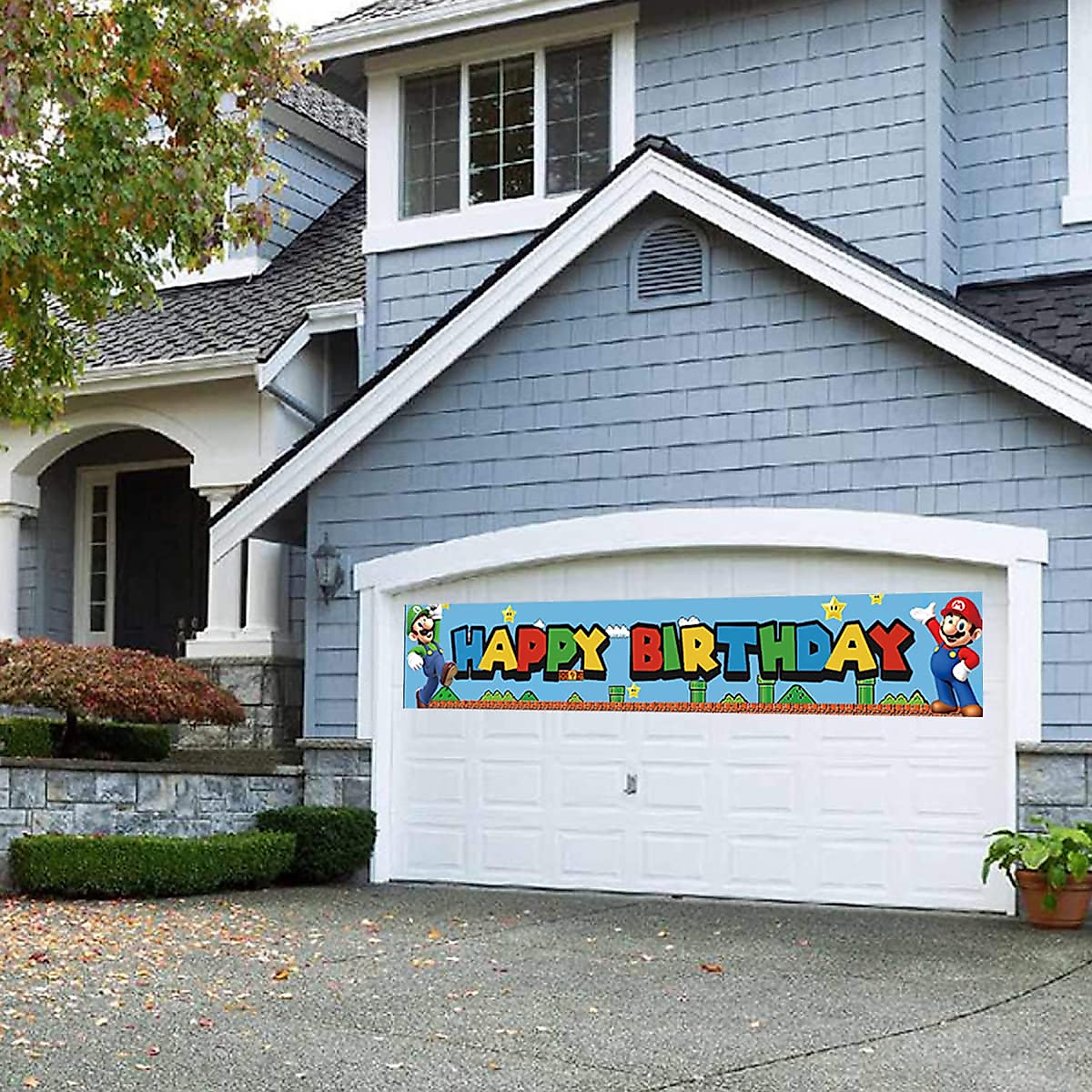 Super Mario Birthday Party Banner | Outdoor and Indoor Garden Sign Banner | Perfect Video Game Theme Party Decoration