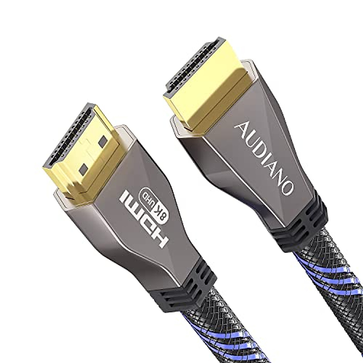 AUDIANO 8K HDMI 2.1 Cable, 48 Gbps Ultra High Speed 3D Nylon Braided Cord, Supports 8K 60Hz 4K 120Hz 144Hz, eARC Dolby Vision HDR 10, HDCP 2.2 2.3, Compatible with Roku/PS4/PS5/Blu-ray(6.6ft/2M)