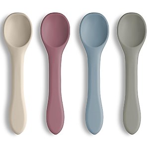 Vicloon Silicone Baby Feeding Spoons, 4 PCS Baby Spoons, First Stage Feeding Spoons for Infants, Silicone Baby Spoons Ultra-Durable & Chewproof, Silicone Feeding Spoons Dishwasher Safe,Baby Utensils