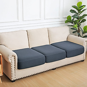 hyha Jacquard Couch Cushion Covers, Magic Sofa Slipcovers Washable, Diamond Lattice, Stretch Covers for 3 Cushion Couch for Sectional Sofa (3 Pieces, Grey)