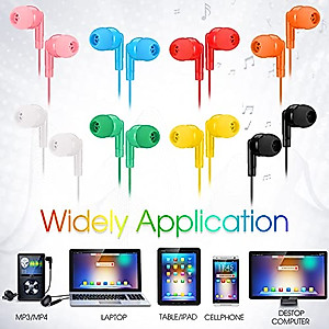 Yunsailing 40 Packs Multi Colored Bulk Earbuds for Classroom Individually Wrapped 3.5 mm in Ear Earphones with Wire for Android MP3 Students Adult Schools Hospitals Hotels Library Museums Gift