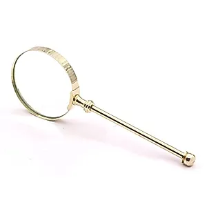 RII Magnifying Glass with Solid Brass Handle, Handheld Magnifying Glass Lens, Antique Magnifier, Reading, Inspection, Coin & Stamp, Astrologer, Low Sight Elderly Collectible Décor Gift
