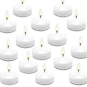 JHENG 50 Pack Floating Candles, 2'' White Unscented Dripless Wax Burning Candles, for Cylinder Vases, Weddings, Party and Holiday