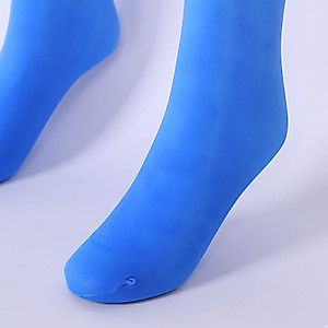 YiZYiF Women's 12 Denier Thigh High Silky Sheer Hollow Out Tights Footed Tights Silk Stockings Blue A One Size