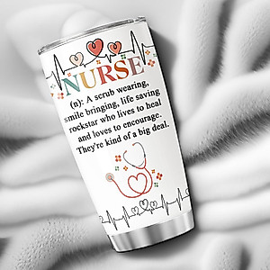 HUBUPU Nurse Gifts, Tumblers School Coffee Women Nursing Week For Nurses Cups, Nurse Quote Nutrition Facts, Tumbler 20 Oz With Lid And Straw