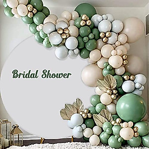 WENMER White Round Backdrop Cover, 6.5 x 6.5ft White Circle Backdrop Background Cover, Cotton-Polyester Blended Fabric Photo Backdrop for Photography Banquet Birthday Bridal Shower Party Wedding Decor