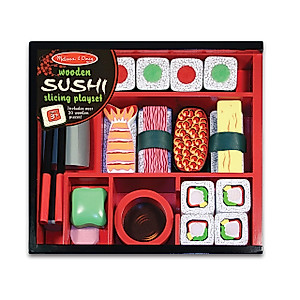 Melissa & Doug Sushi Slicing Play Food Set - Pretend Play Kitchen Toys, Wooden Sushi Food For Play, Pretend Sushi For Kids Ages 3+