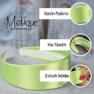 Motique Accessories Black 2 Inch Wide Satin Hard Headband with No Teeth Head band for Women and Girls