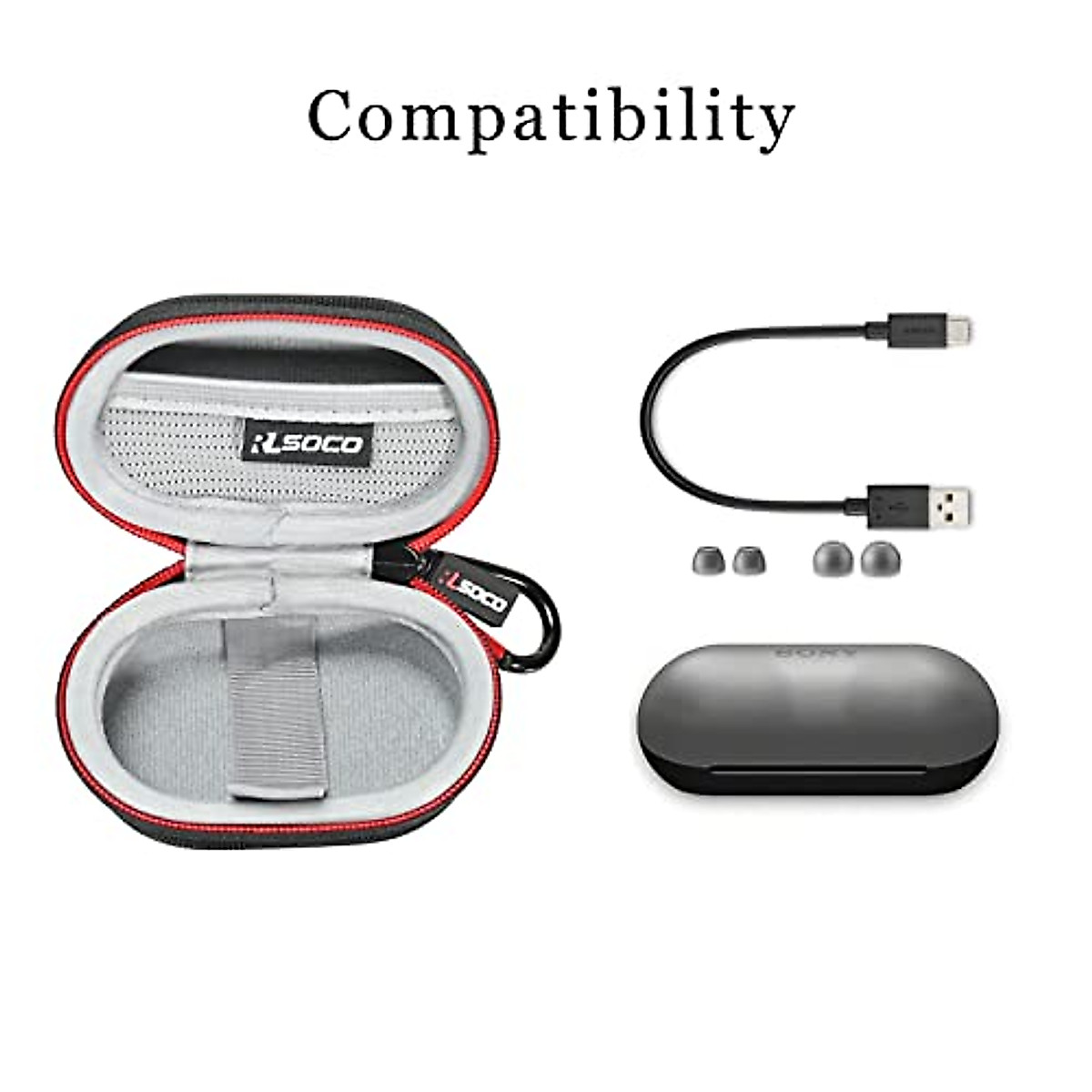 RLSOCO Carrying Case for Sony WF-XB700 Truly Wireless Bluetooth Earbud Headphones