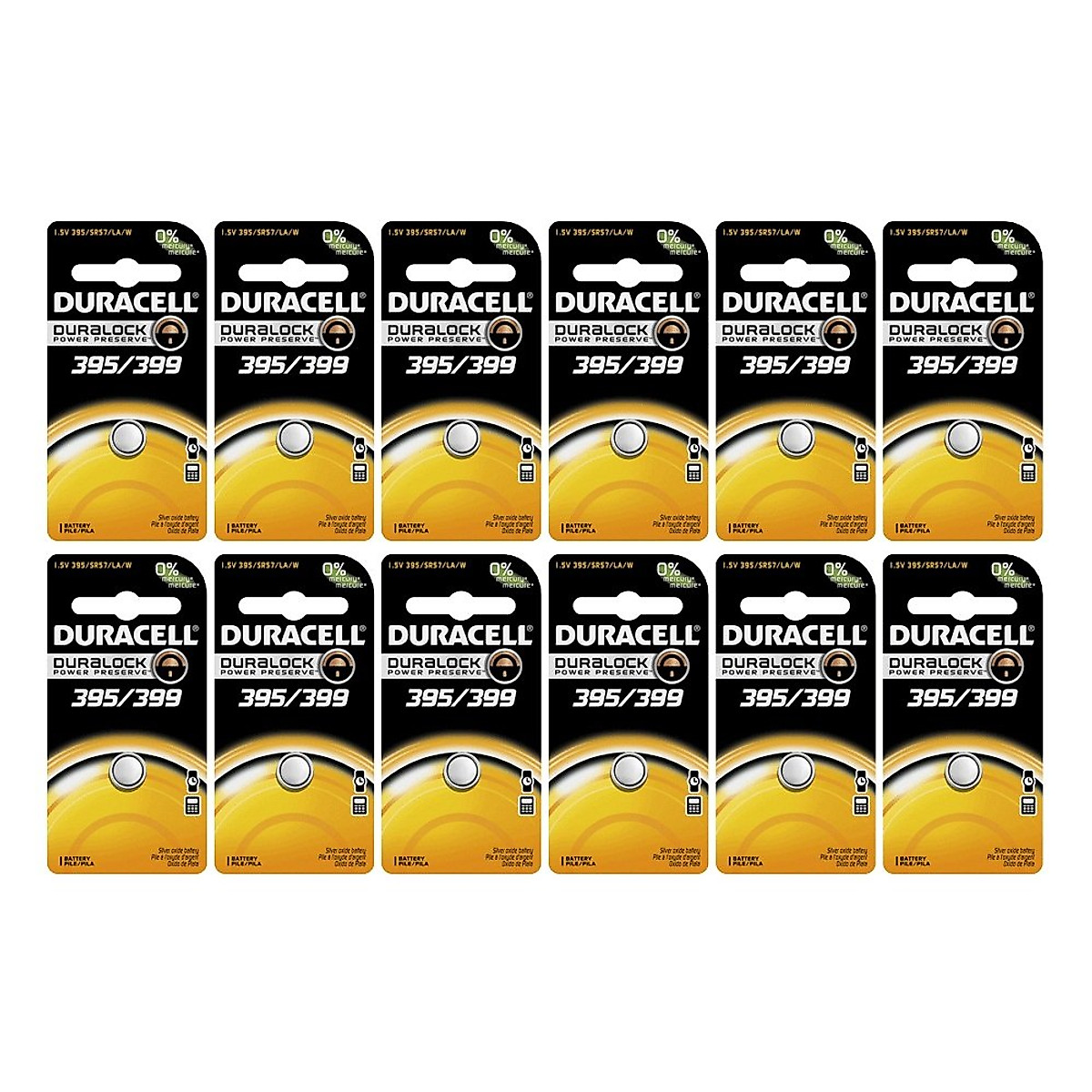 12-Pack Duracell 395/399 Batteries 1.5 Volt Silver Oxide Coin Button