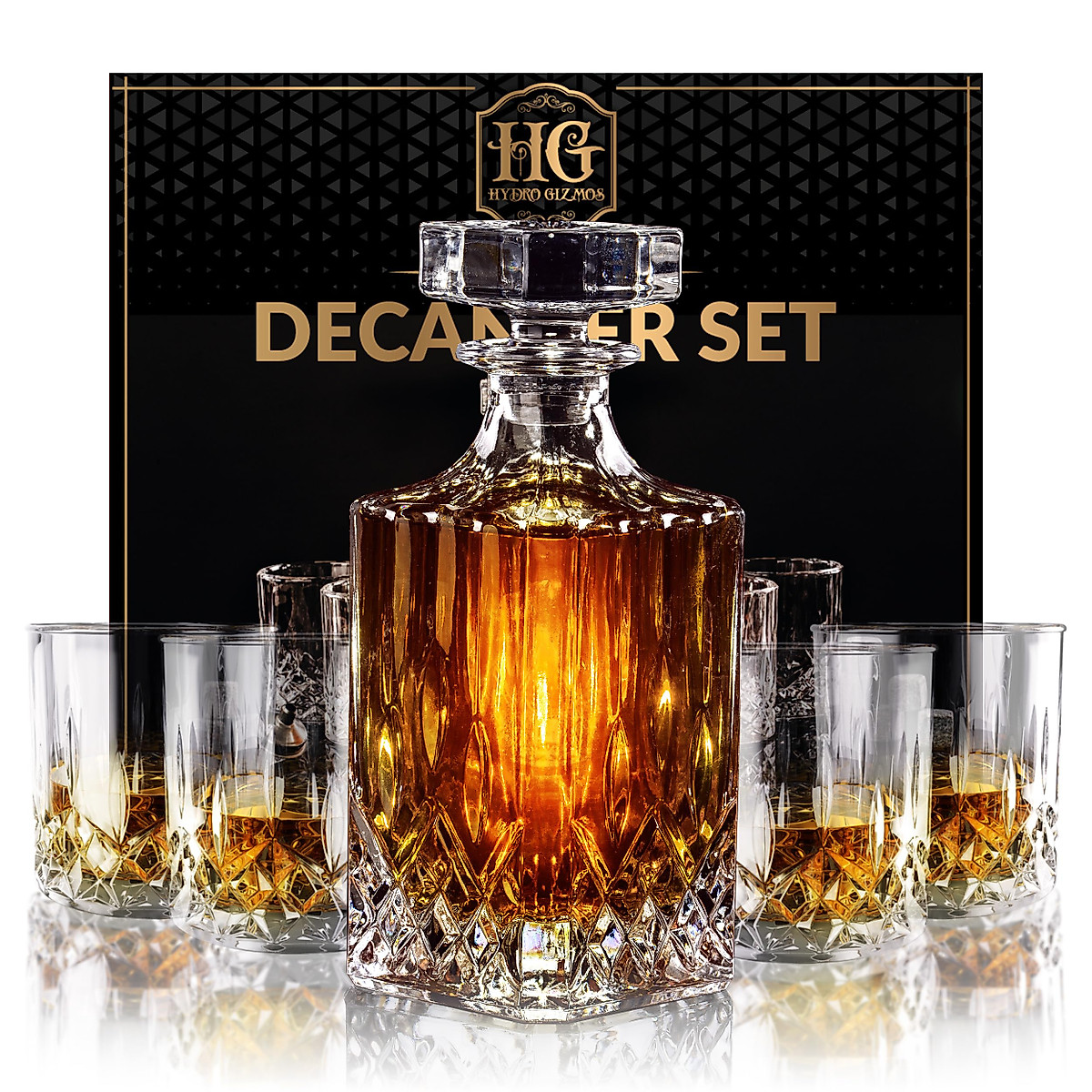 Luxury Gift For Men – Whiskey Decanter Set For Beloved Husband Or Dad Birthday Gift – 4 Whiskey Glasses And Decanter Set Is a Great Gift Idea for Whisky, Bourbon, or Scotch lovers