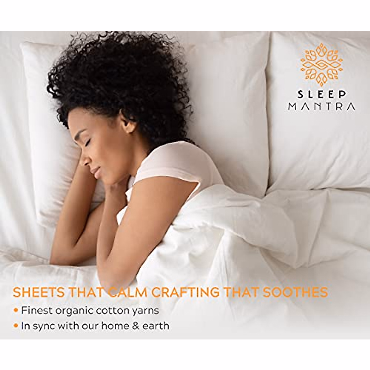 100% Organic Cotton Pillowcases - Soft and Crisp, Cooling Percale Weave, Breathable Pillow Covers, Sleep Mantra, Set of 2 (King Size, White)