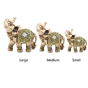 Green Elephant Lucky Feng Shui Statue Sculpture Chinese Feng Shui Wealth Lucky Elephant Figurine for Home Office Decoration Good Lucky Gift(M)