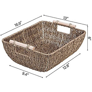 StorageWorks Hand-Woven Seagrass Wicker Baskets Set