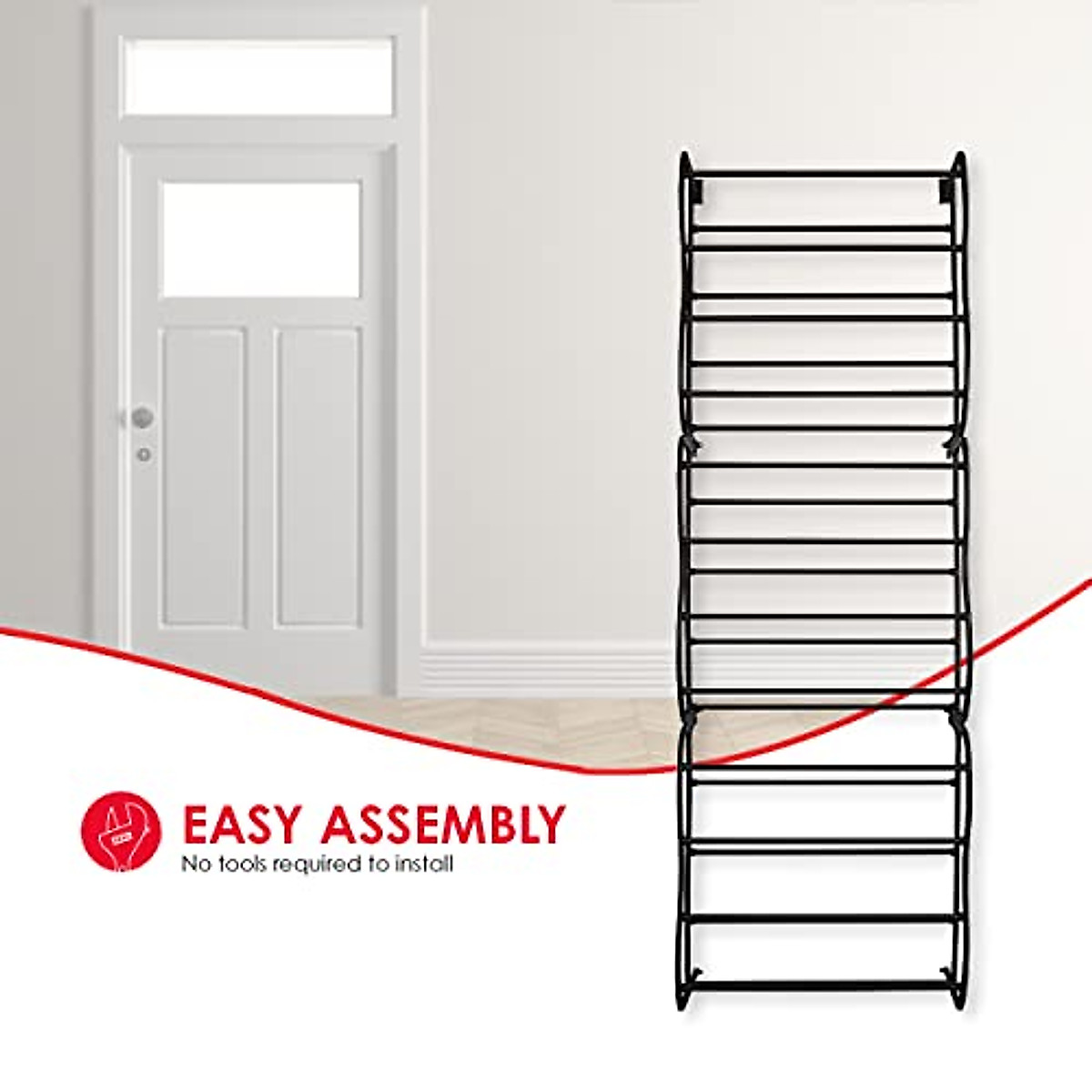 Home Basics OTD 36 Pair Shoe Rack, Black