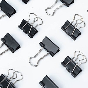 Metal Small Binder Clips Small for Paperwork,50 Pack 3/4 Inch Paper Clamps Clips Office Supplies,Mini Black Office Clips