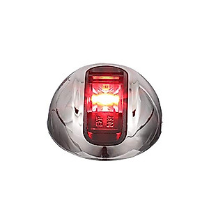 Attwood NV3012SSR-7 LightArmor 2-Mile Vertical Surface Mount Navigation Light, Red LED Lighting, Round Stainless Housing