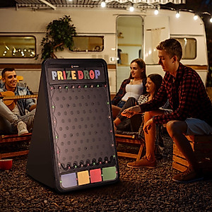 WinSpin 41"x25" Prize Drop Board Foldable Stand Disk Drop Board Game with 12 Playing Pucks for Carnival Tradeshow Party, (with Multi-Colored LED Light)