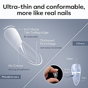 Modelones 500Pcs Medium Almond Nail Tips - Pre-shaped Half Matte Full Cover Acrylic Gel Kit False Nail Tip Press on Nails for Nail Extension DIY Salon
