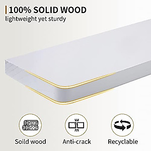 fuqing Corner Floating Shelves, Wall Shelf Set of 3, Shelves for Wall Storage, Solid Wood Shelves for Storage, Wall Mount Wooden Display Shelf for Bathroom Bedroom Kitchen Garage, White